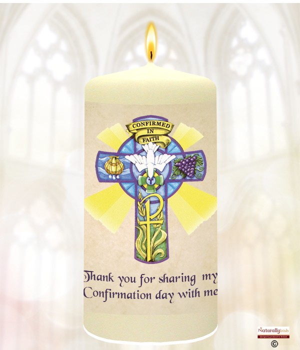 Cross and Dove Confirmation Candle » Naturally Irish