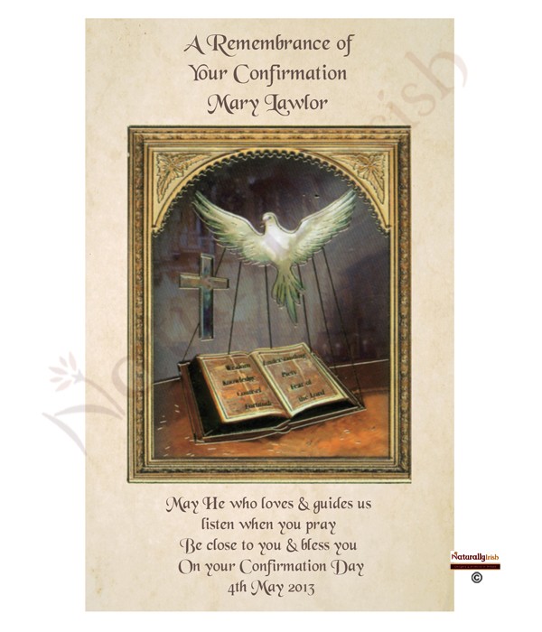 Dove and Bible Gold Confirmation Candle » Naturally Irish
