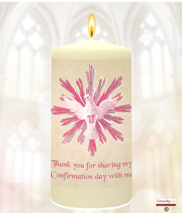 Pink Dove Confirmation Candle » Naturally Irish