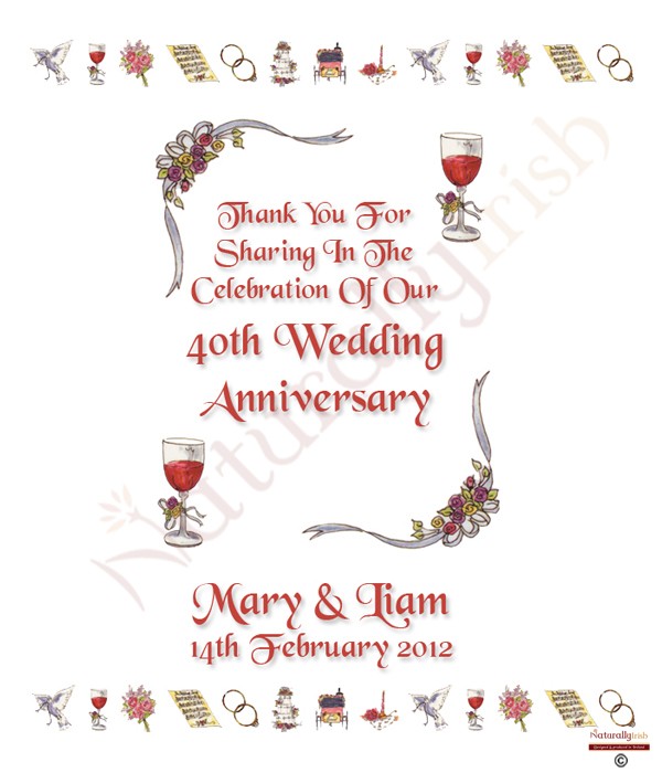 Naturally Irish - 40th Wedding Anniversary Favour - Ribbons - 918621 ...