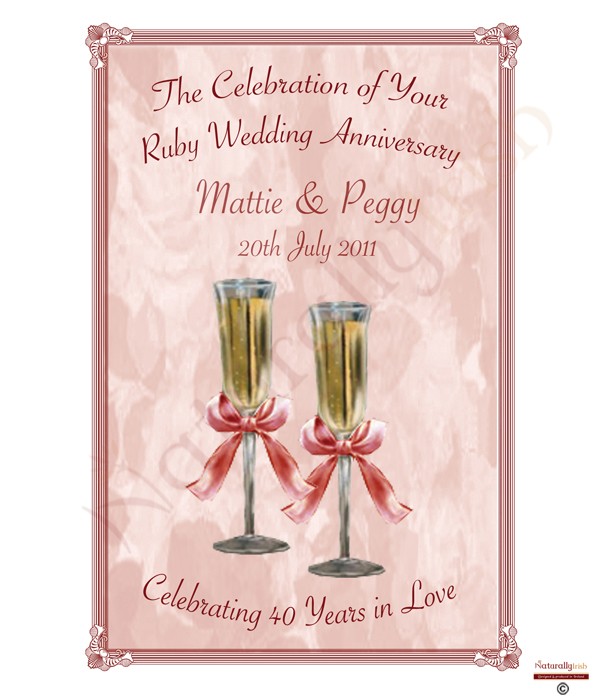 Champagne Glasses Happy Ruby Wedding Anniversary Candles » Naturally Irish