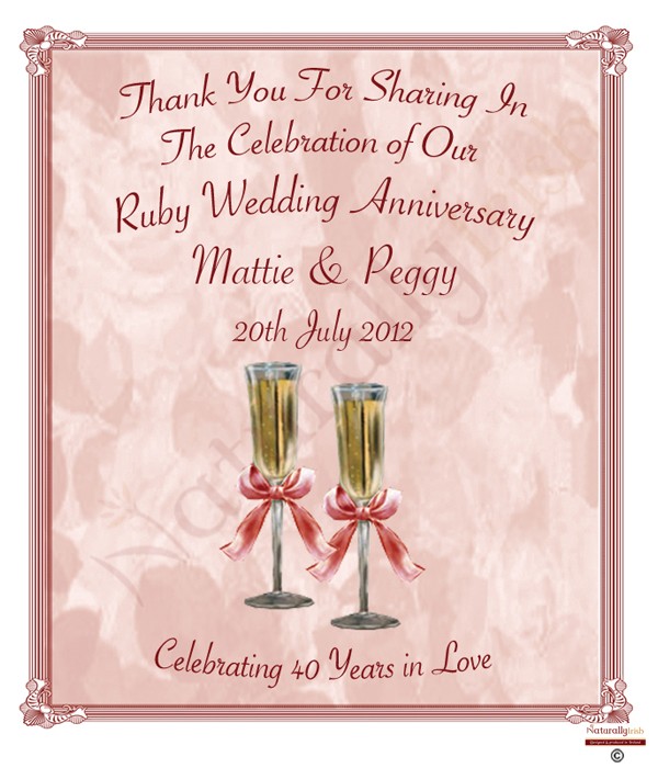 Champagne Glasses Happy Ruby Wedding Anniversary Candles » Naturally Irish