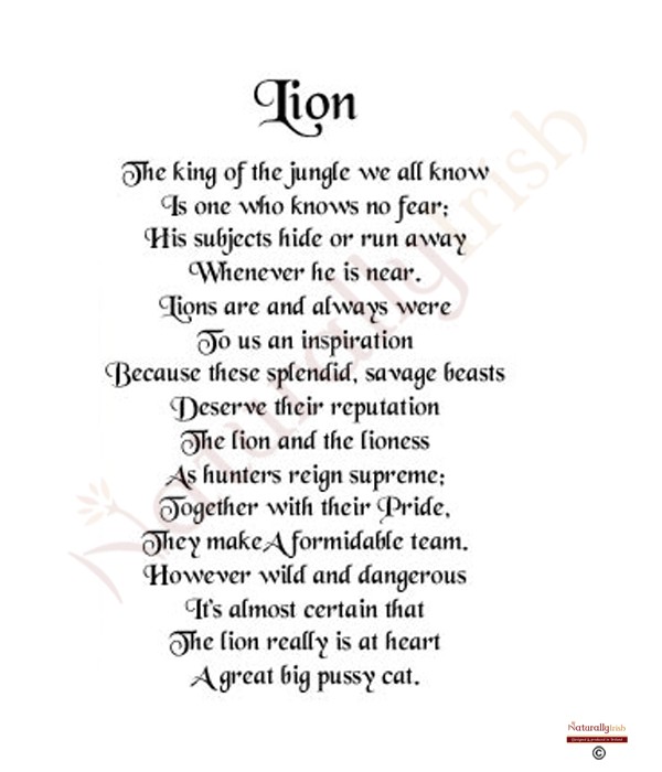 Rhyming Poems About Lions