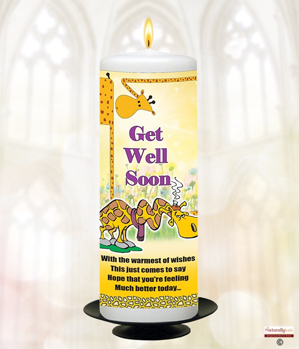 Naturally Irish - Get Well Soon - Giraffe - 9inch White Candle - 983520 ...